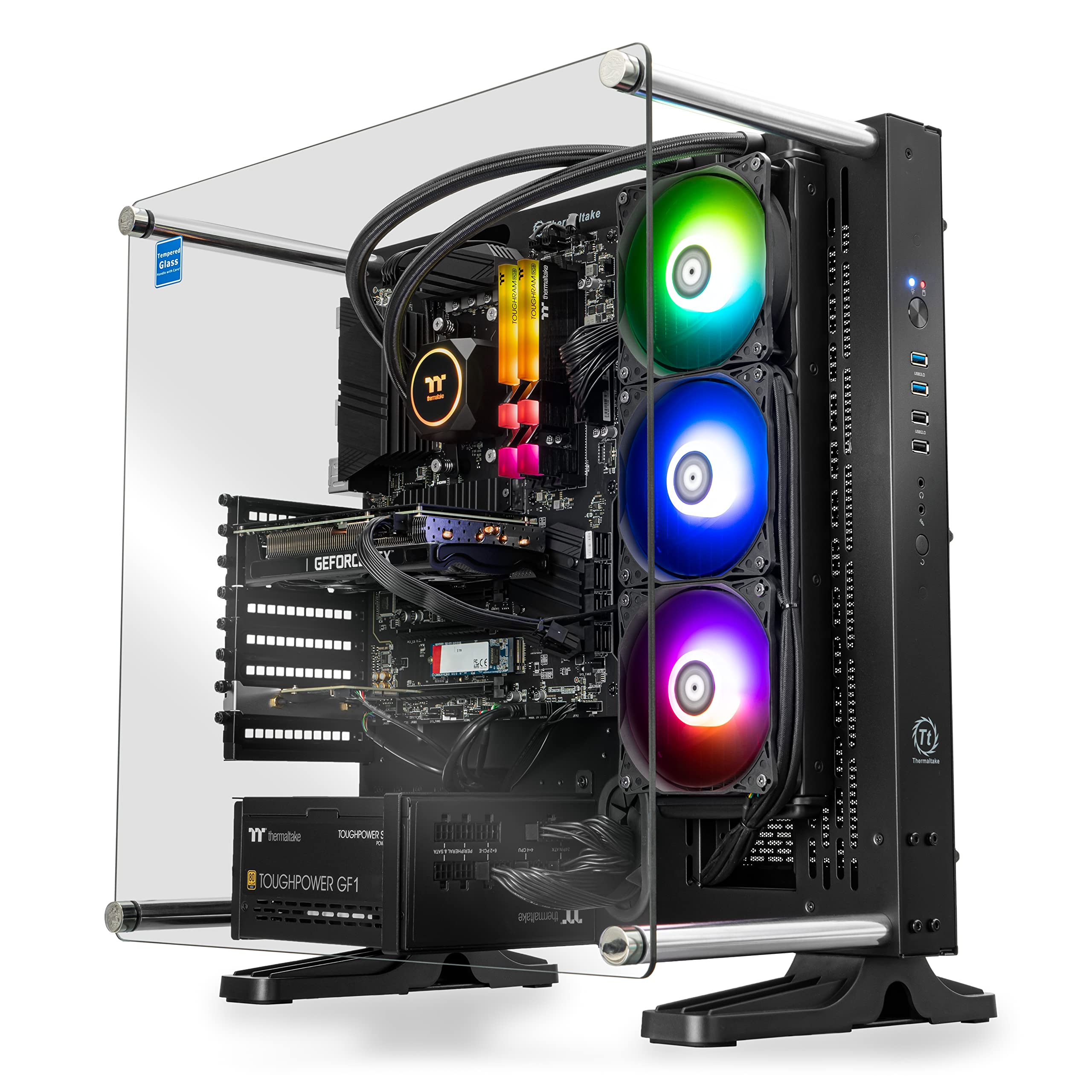 Thermaltake LCGS Shadow 360 AIO Liquid Gaming PC (AMD RYZEN 5 5600X 6-core, ToughRam DDR4 3600Mhz 16GB RGB Memory, NVIDIA® GeForce RTX⢠3060, 1TB NVMe M.2, WiFi,Win 10 Home) P3BK-B550-S36-LCS
