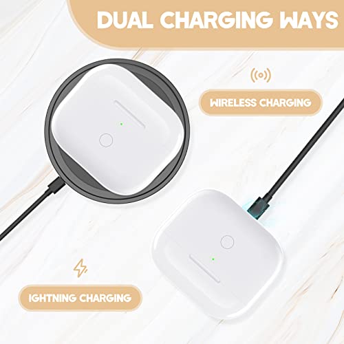 Rantuns Wireless Charging Case Replacement Compatible with AirPod 3rd Generation, Wireless Airpods 3rd Charger Case Built-in 600 mAh Battery with Bluetooth Pairing Sync Button Without Earbuds, White