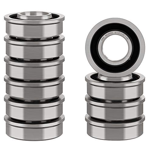 XiKe 10 Pack Flanged Ball Bearing ID 1/2" x OD 1-1/8", Suitable for Lawn Mower, Wheelbarrows, Carts & Hand Trucks Wheel Hub, Replacement for MTD, Honda, 12118 & Rotary 324 Etc.