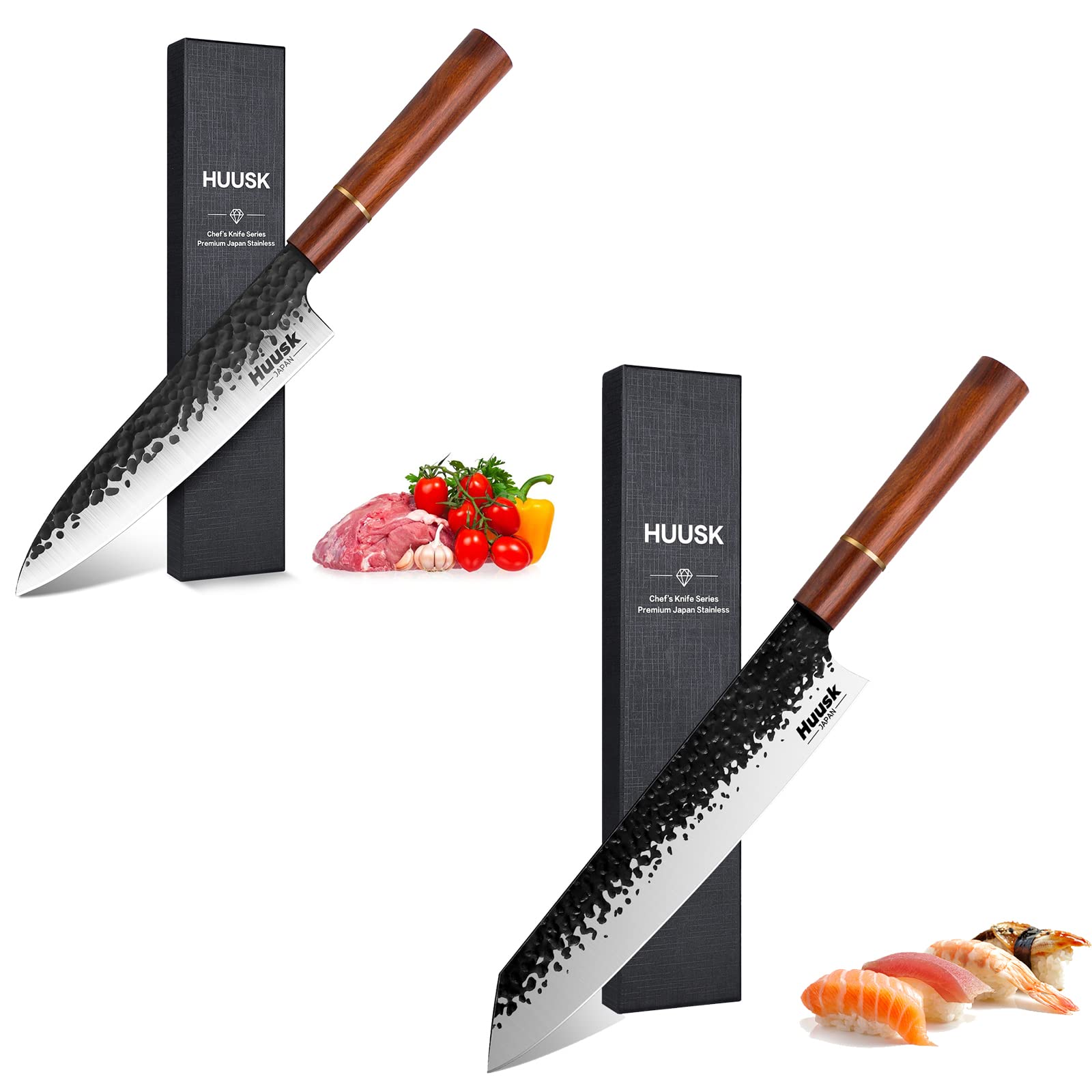 Huusk Japan Chef Knife, 8 Inch Gyuto Knife Professional Japanese Chef Knife 9 Inch Kiritsuke Chef Knife