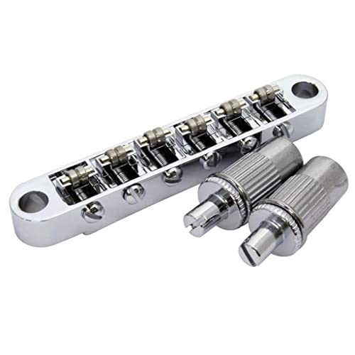Guitar Tune-O-Matic Roller Saddle Bridge for Gibson EPI Les Paul LP SG Style 6 String Electric Guitar Replacement Part Chrome/Black (Chrome)
