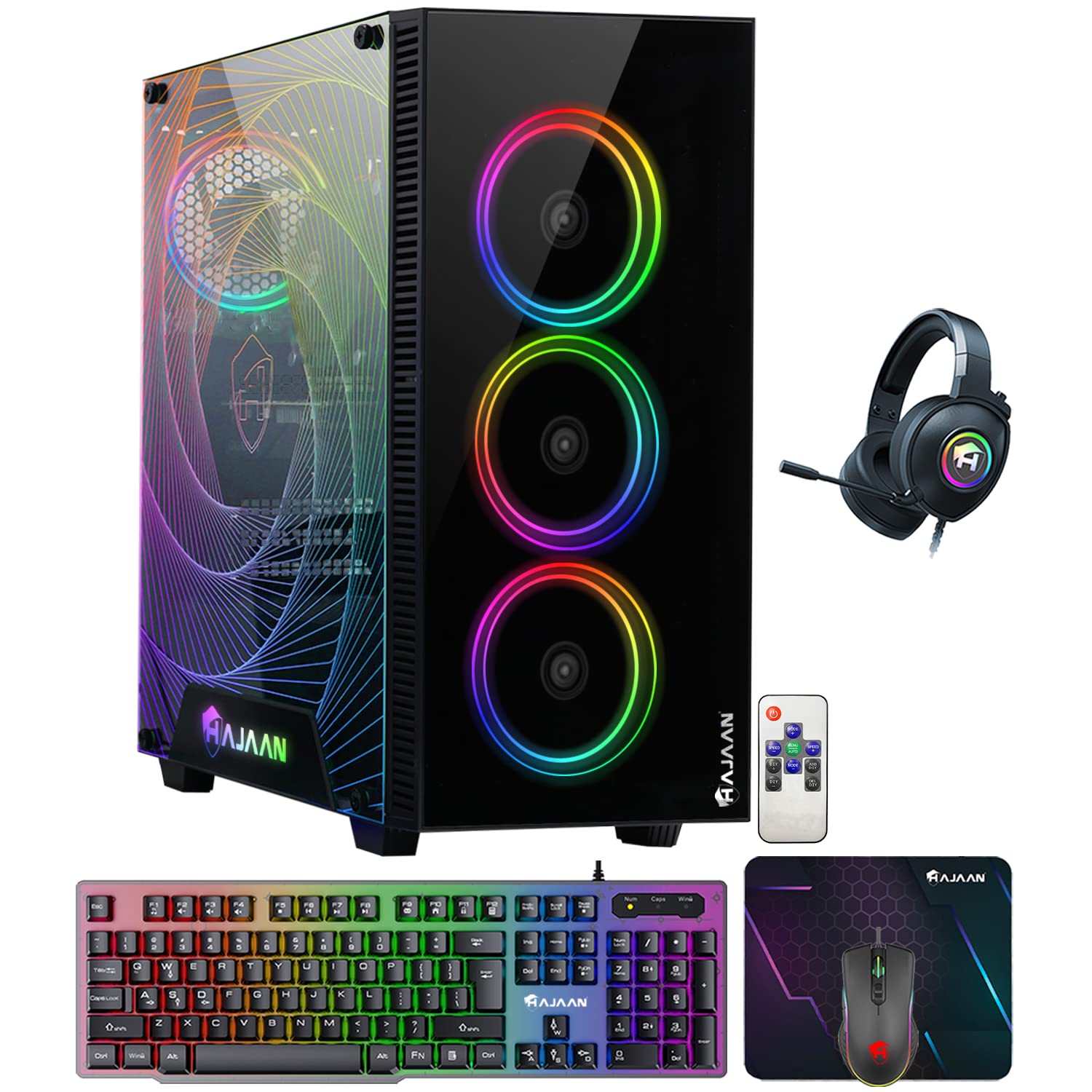 HAJAAN Breeze Gaming Desktop Tower PC - Intel Core i3-10100F Processor, GeForce GT 1030 2GB GDDR5, 16GB DDR4 RAM, 512GB SSD, Windows 11 Pro - New