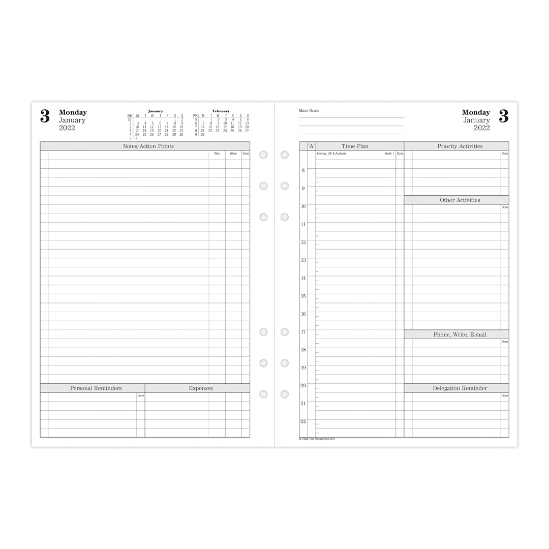 Filofax A5 Day to View Diary - 2022