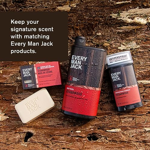 Every Man Jack Cedarwood Body Gift Set - Bath & Body Routine with Woodsy Cedarwood Scent - Body Wash, 2-in-1 Shampoo, Deodorant & Face Wash