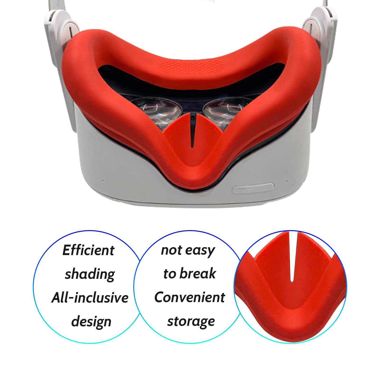 Jifeijidian VR Cover Compatible with Oculus Quest 2 Replacement Silicone Eye Face Pad Cushion Mask Sweatproof Dustproof Washable Lightproof Anti-Leakage Case for Oculus Quest 2 Accessories (Red)