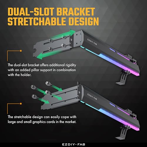 EZDIY-FAB 5V ARGB GPU Holder Brace Graphics Card GPU Support Video Card Holder Bracket, Strenchable Structure, Video Card Sag Holder/Holster Bracket Support RX7990XTX, RTX4090, Black-341