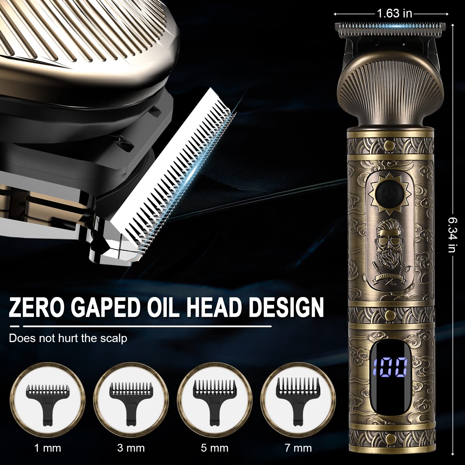 Hatteker Hair Clipper for Men Professional Zero Gapped Hair Beard Trimmer Grooming Kit Nose Trimmer T-Blade Hair Cut Clipper Set for Men