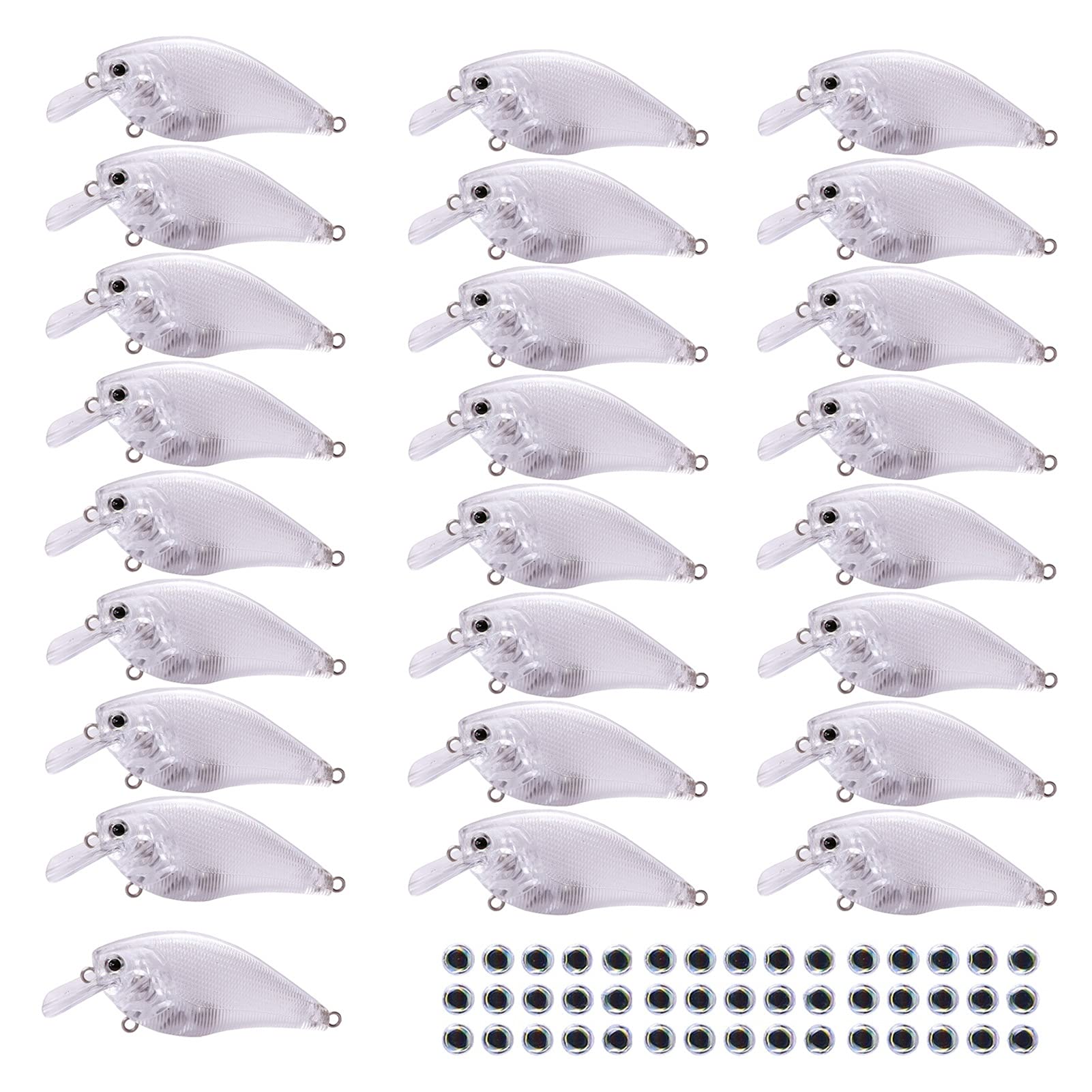 GHGHF 25 Pcs/Unpainted Fishing Lures 8cm 8g Artificial Bait Carp Fishing Wobblers Tackles DIY Lures Clear Blank Crankbaits