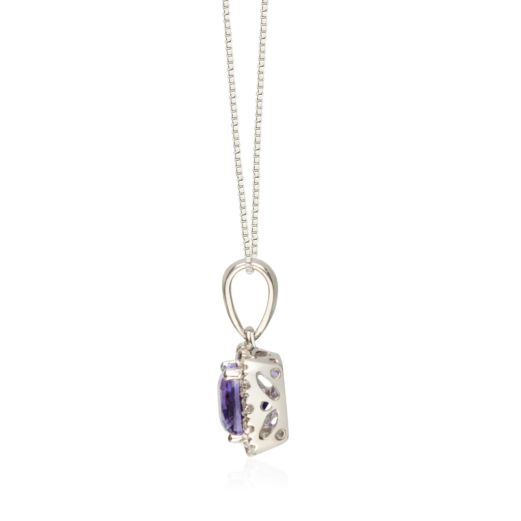 Gin & Grace 14K White Gold Natural Diamond (I1,I2) & Genuine Tanzanite Pendant for Women