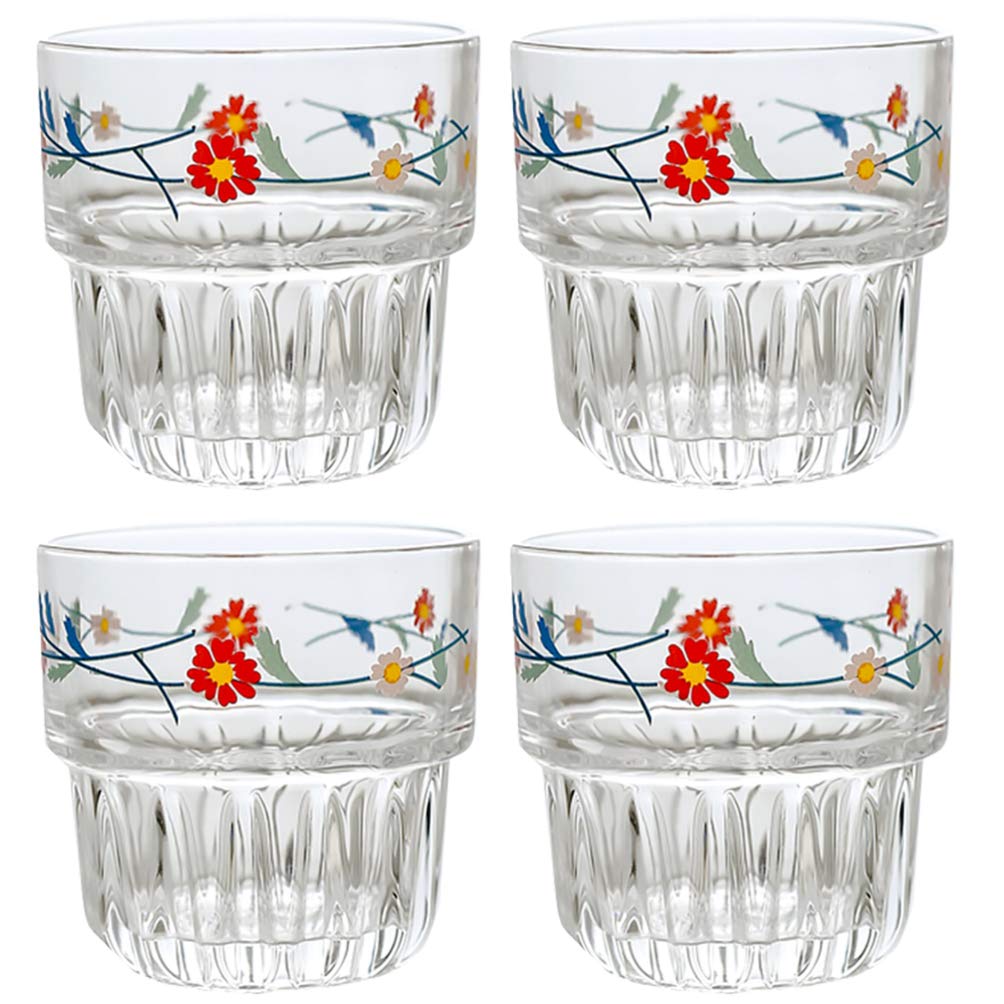Hemoton 4PCS Romantic Water Glasses Drinking Glasses Tumblers Vintage Glassware for Juice Beverage Beer Cocktail Red