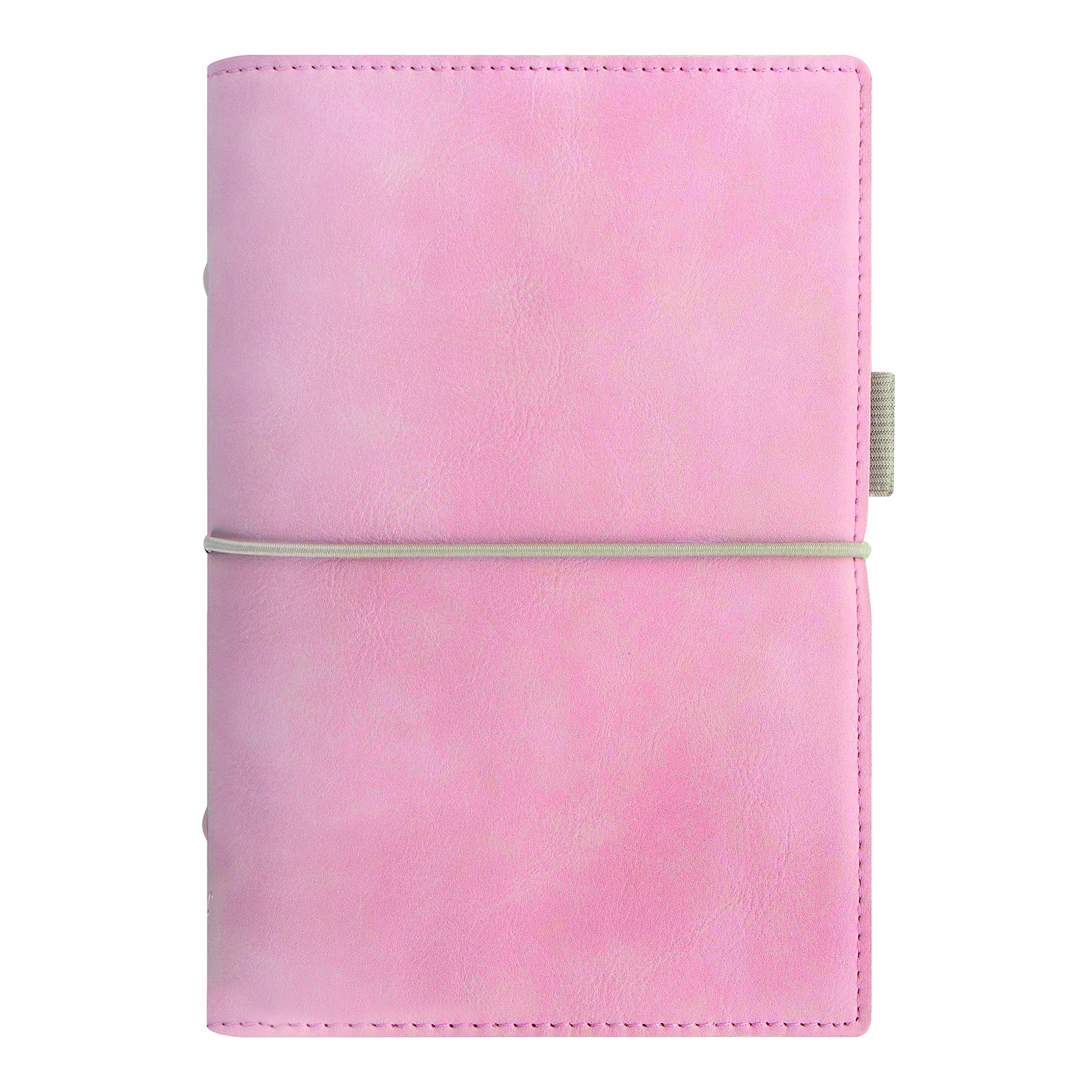 Filofax Domino Soft Organizer, Personal Size, Pale Pink - Leather-Look, Soft Tactile Cover, Six Rings, Week-to-View Calendar Diary, Multilingual, 2022 (C022577-22)