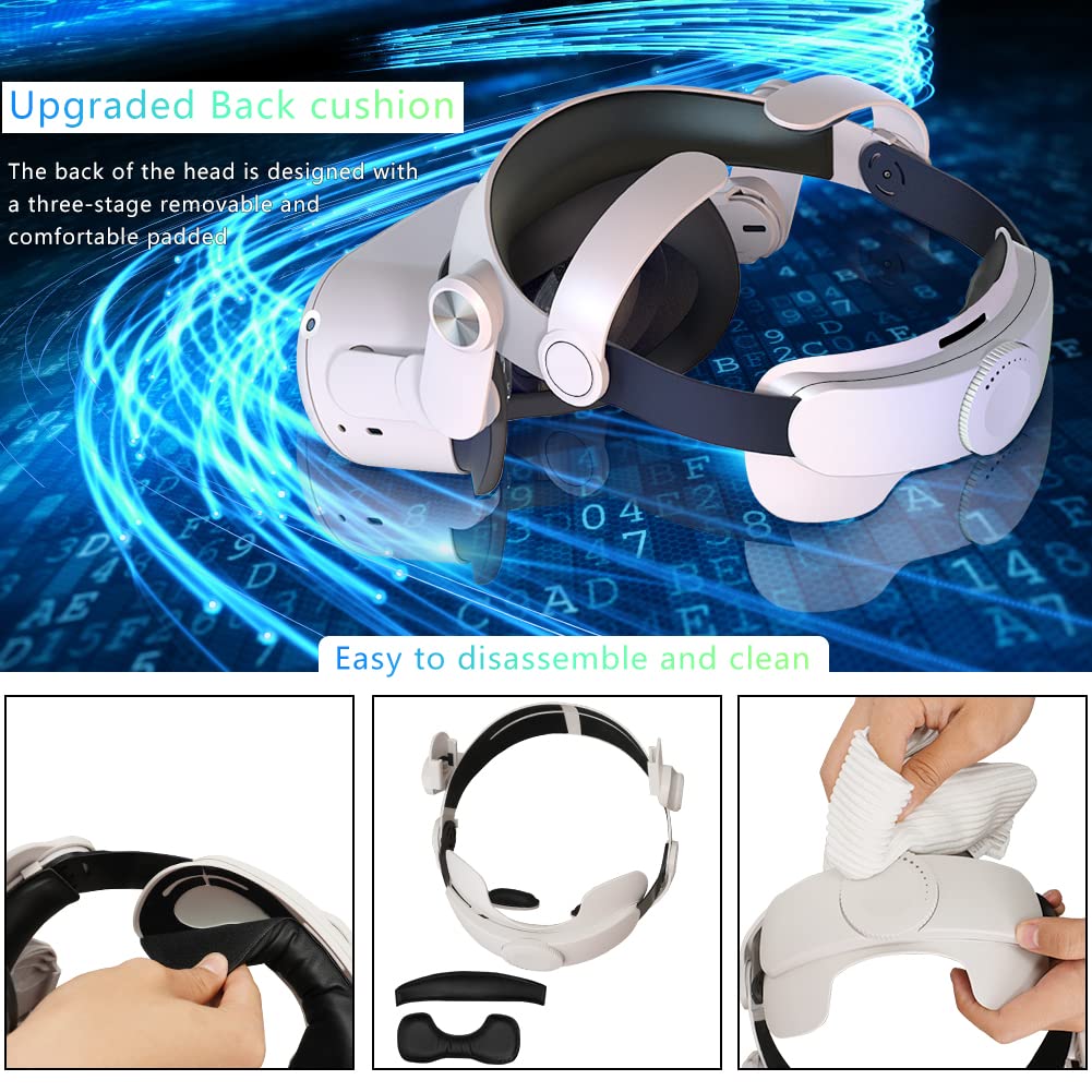 Head Strap for Oculus Quest 2, Upgraded Adjustable Elite Strap Replacement for Reduce Reduce Face Pressure and Enhanced Support in VR, Lightweight & Adjustable Strap Accessories for Meta/Oculus Quest2