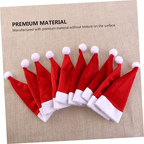 ERINGOGO 60 Pcs 1 Christmas Hat and Fork Bag Mini Christmas Hats Mini Santa Claus Cover Christmas Doll Hat Mini Hat Bottle Sleeves Brushed Cloth Santa Hat Cushion