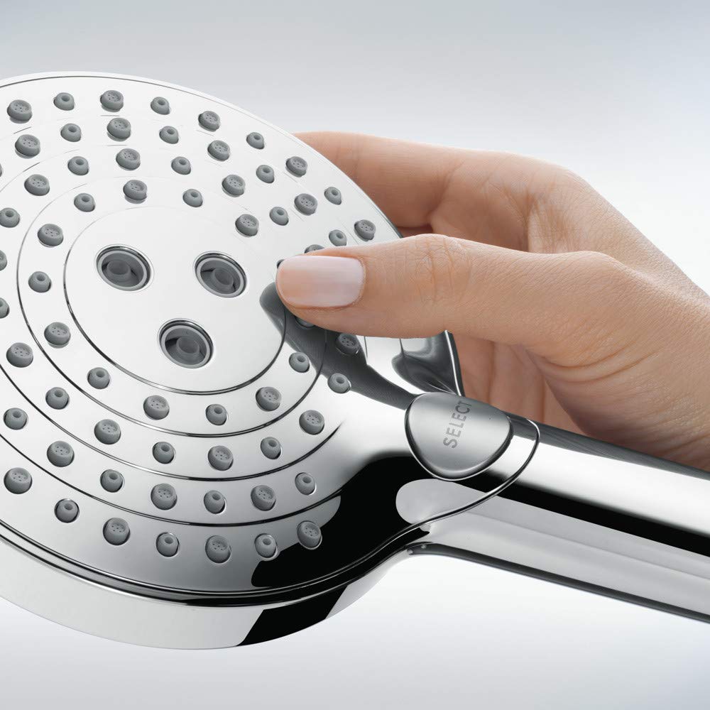 hansgrohe Raindance Select S Low Flow 5-inch Handheld Shower Head Modern 3 -Spray PowderRain, Rain, Whirl 26036001