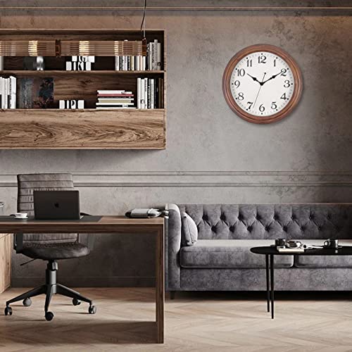 Vigorwise 14 Inch Wooden Wall Clock, Retro Wood Wall Clocks Battery Operated, Large Silent Sweep Movement Accurate Wall Clock for Living Room Bedroom Housewarming Present