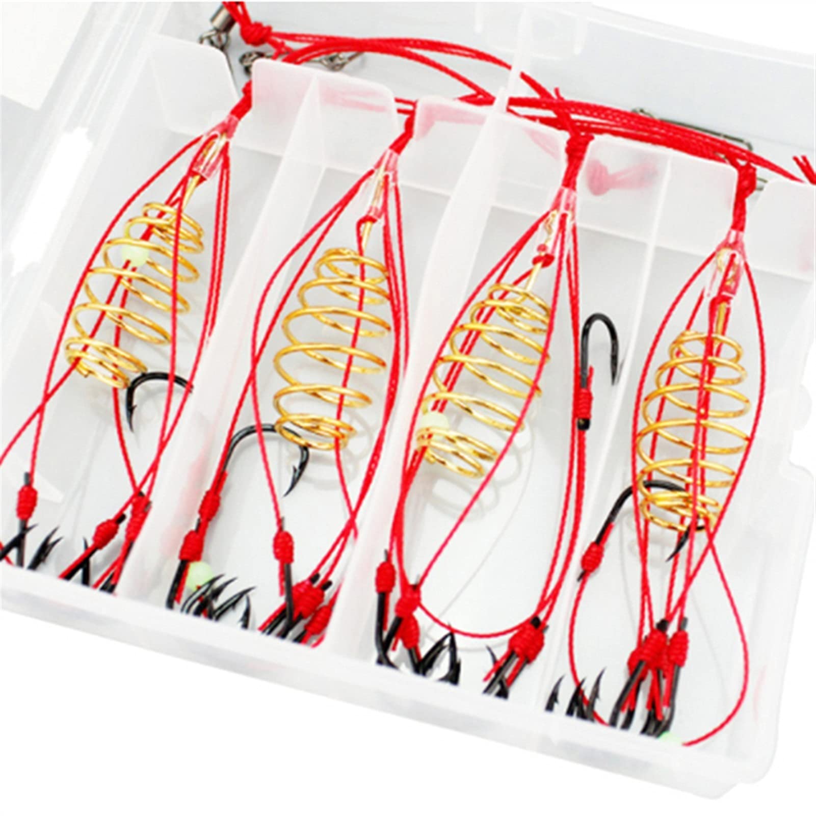 KIZQYN Fishing Hook 4 Pcs/Set Fishing Hook Bait Spring Hanging Tackle Stainless Steel Feeder Lure Olive Shape Fish Tools Accessories Circle Hook (Color : As Show, Size : 7#)