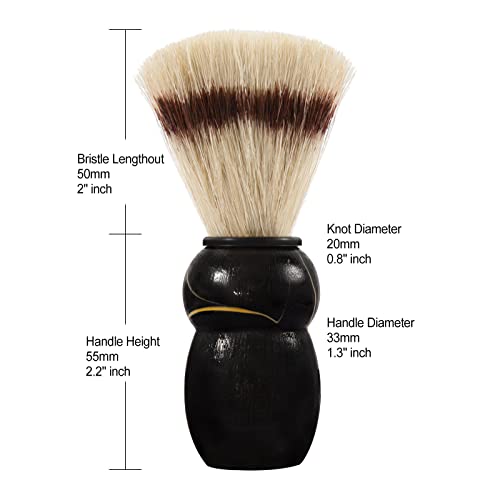 Genixart Shaving Brush, Selected Horse Tail Hair Shave Brush, High End Shaving Brushes for Men with Black Solid Wood Handle (1 pack)
