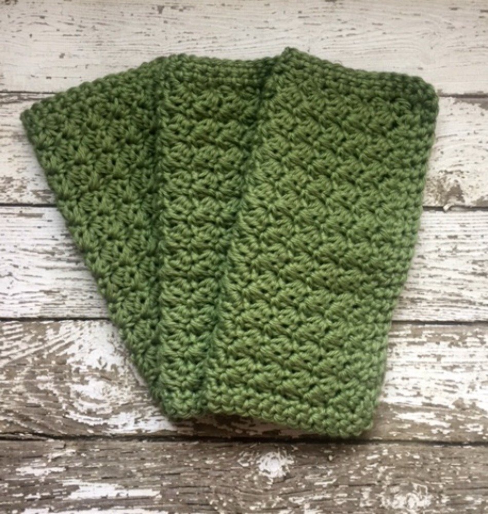 Handmade Dish Cloths Sage Green Cotton Dishcloths Set of 3 Crochet Washcloths