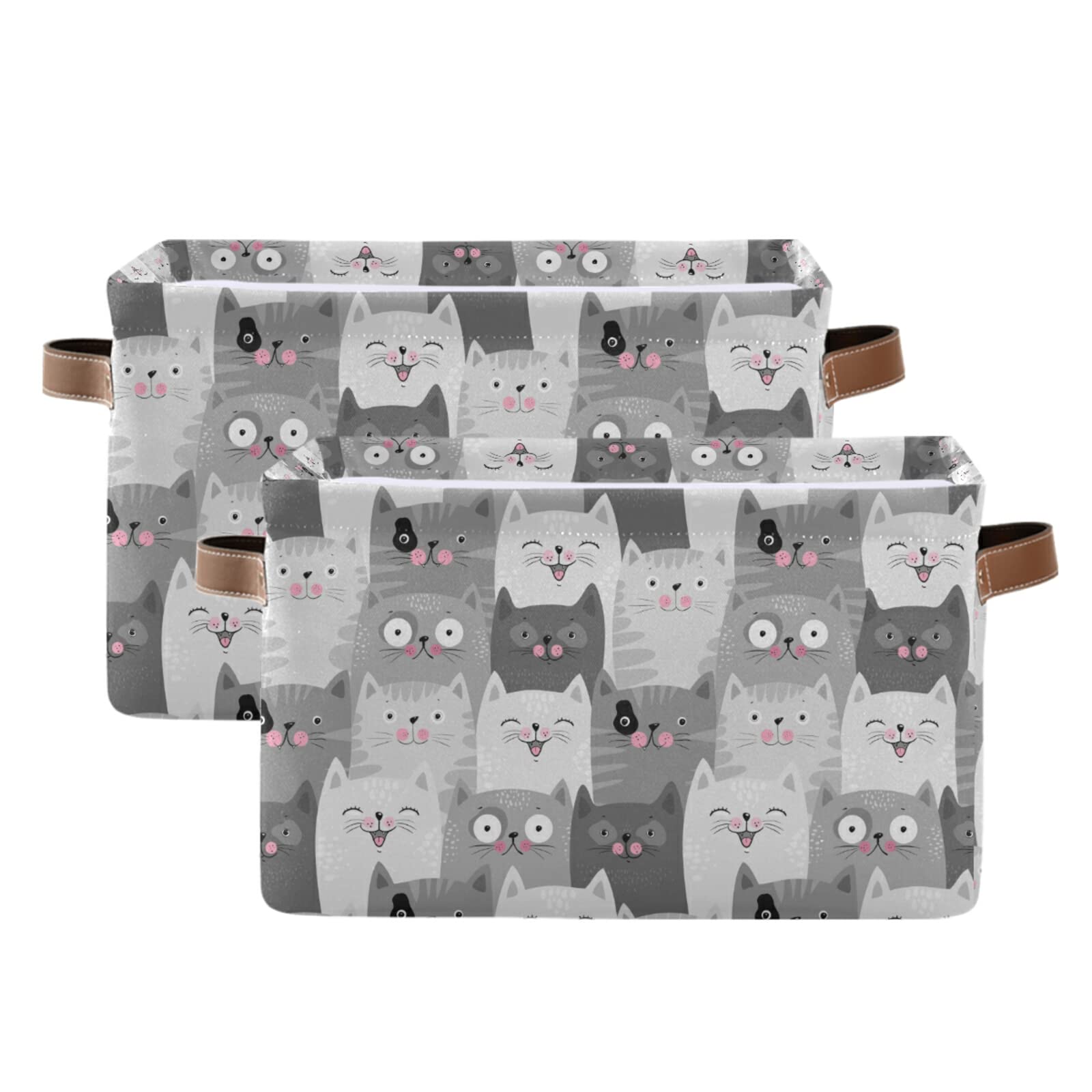 HUXINO Storage Basket Cube, Animal Cats Pattern Large Storage Bin Box Collapsible Clothes Toys Organizer Laundry Basket for Shelves Closet Kids Nursery Bedroom, 1 Pack