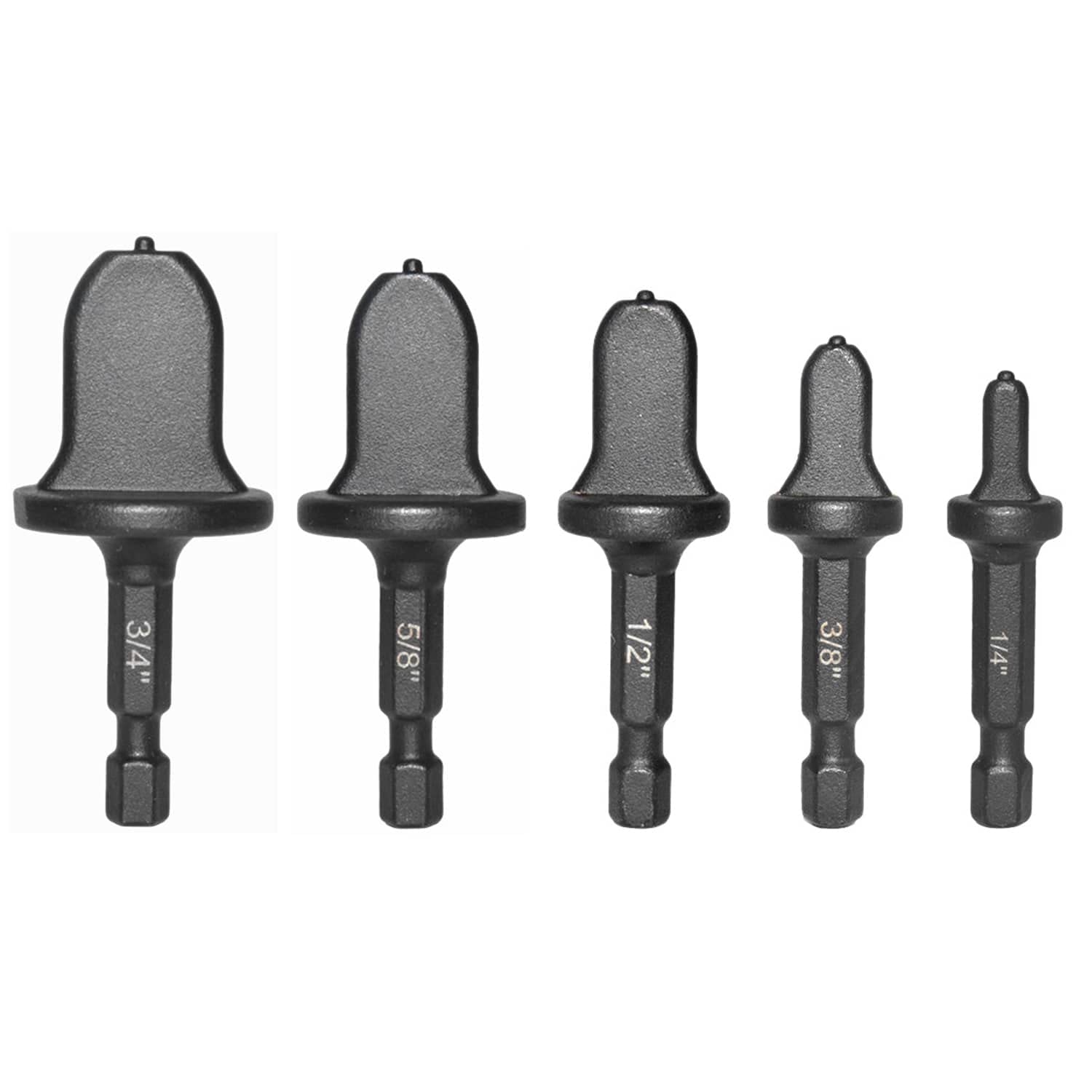 HVAC Copper Tube Flaring Tool 5PC Drill Bit Set, Copper Pipe Expander Bit for Air Conditioner Repairing, Include 3/4 5/8 1/2 3/8 and 1/4, Hex Shank for Impact Drill and Power Drill