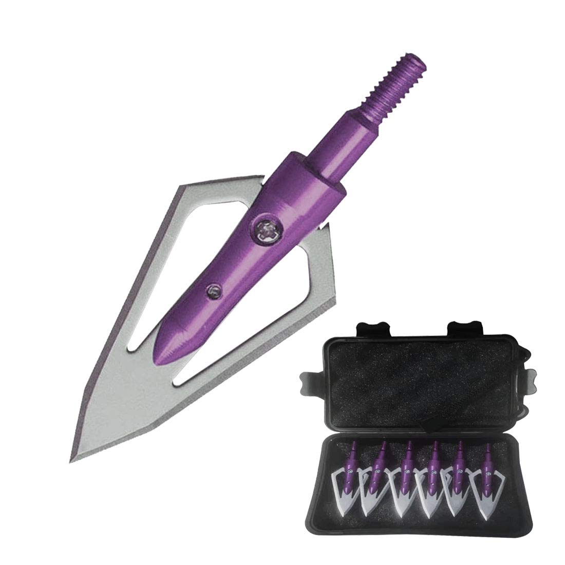 EOOENOON Hunting Broadheads 100 Grain, Archery Broadheads Screw-in Arrow Heads Arrow Tips Compatible with Traditional Bows and Compound Bow,6pack