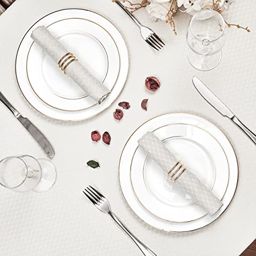 HomeJoy Round Rectangle Table Cloth β Stainproof Waterproof Washable Polyester Oblong Rectangular Tablecloth, Fabric Table Cover for Kitchen Dining Dinner Table (Ivory, 52 X 70 Inch)