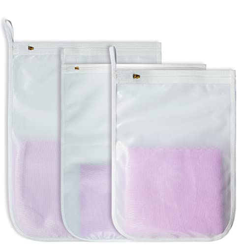 Vaadonazio 3pc L/m/s Durable Honeycomb Mesh Laundry Bags For Washing Machine, Laundry Mesh Bags For Delicates, Bras, Garment, Sweater, Undergarment, Socks, Lingerie, Underwear, Laundry Protection Bag