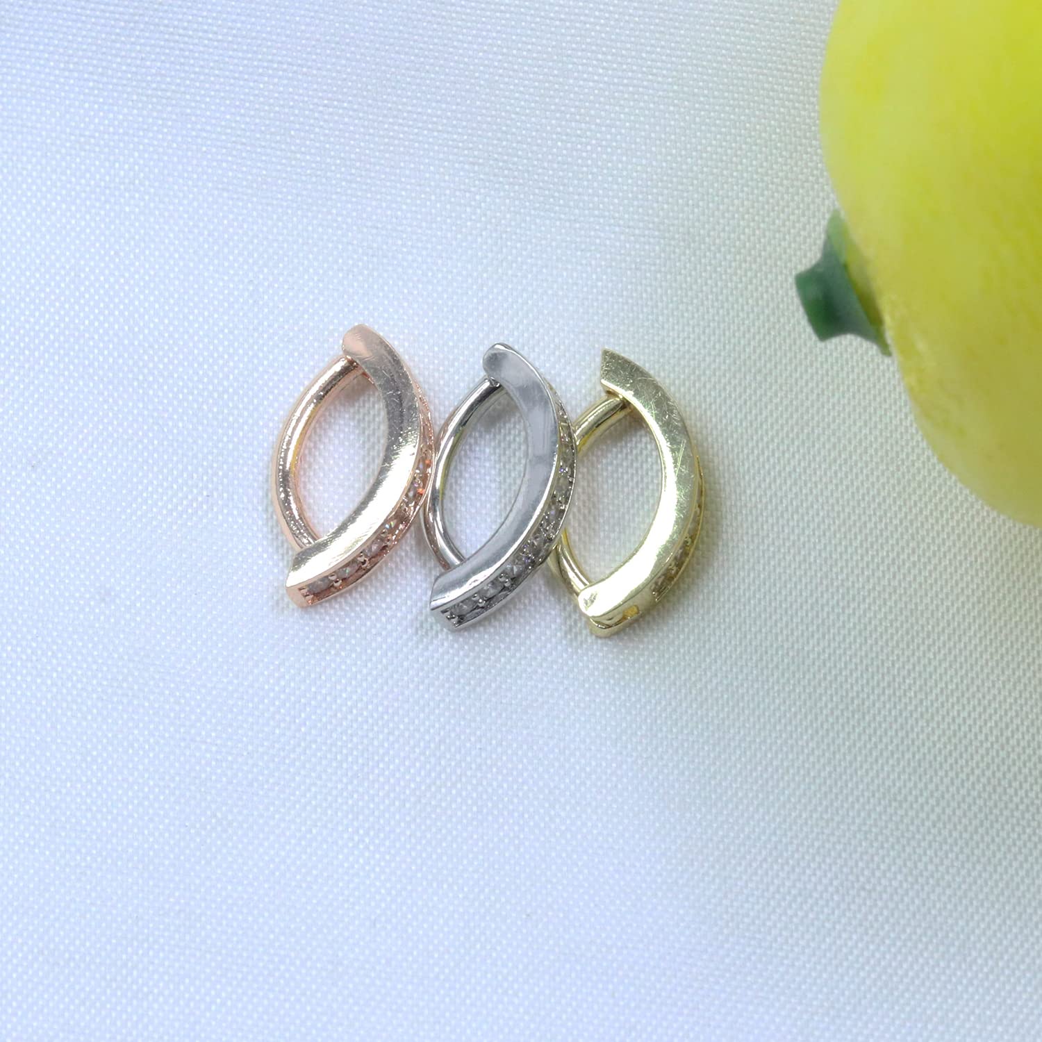 FLOGWE 14G 316L Clicker Belly Button Rings for Women Clip Minimalism Reverse Curved Belly Button Ring Stainless Steel CZ Belly Button Barbell Piercing Jewelry