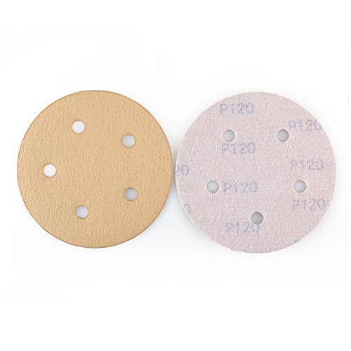 LotFancy 5 Inch 5 Hole Sanding Discs, 100PCS 60 80 120 180 220 Grit Sandpaper Assortment - Orbital Sander Pad, Hook and Loop Sand Paper
