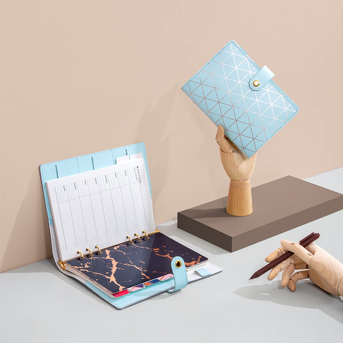 Guokichy Regenerated Leather Journal Travel Composition Notebook Filofax Planner Organiser Personal Memo (TiffBlue, A5)