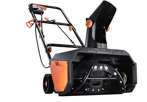 Kapoo Snow Thrower, 18 Inch Electric Snow Blower, Steel Auger, 180° Rotatable Chute and Overload Protection, 13 Amp, Black & Orange bb14