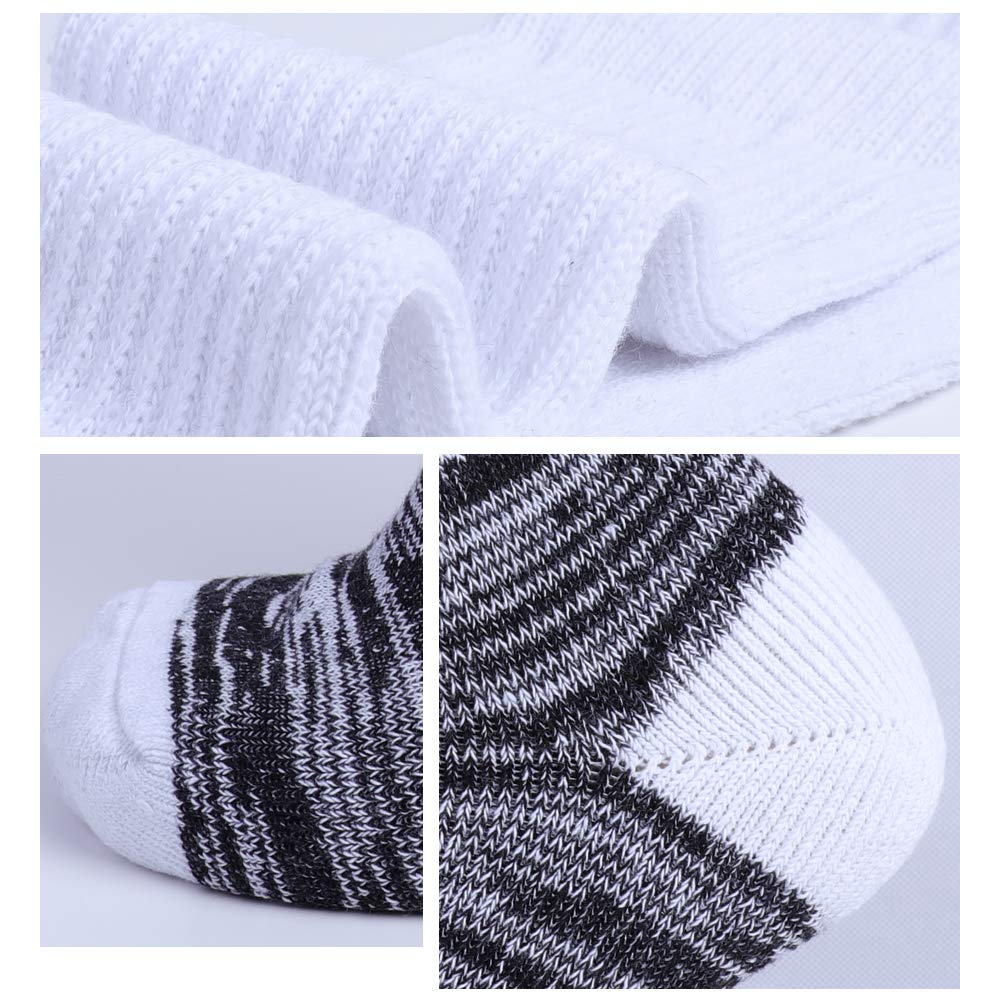 EnerWear-Coolmax 10P Pack Men's Cotton Thick Cushion Hiking Crew Boot Socks (10-13/Shoe: 6-12, White Rib/Grey Foot)