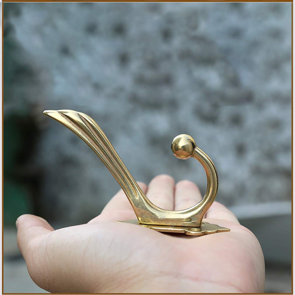 Tiazza 2Pcs Antique Solid Brass Clothes Hooks, Entryway Coat Hooks, Scarf and Jacket Hangers, Bath Towel Heavy Hooks (Gold)