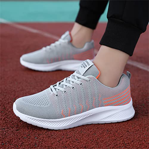 FASDNENDYS Men Colorblock Mesh Lace Up Casual Shoes Comfortable Breathable Soft Sole Tops Mens Sneaker Grey