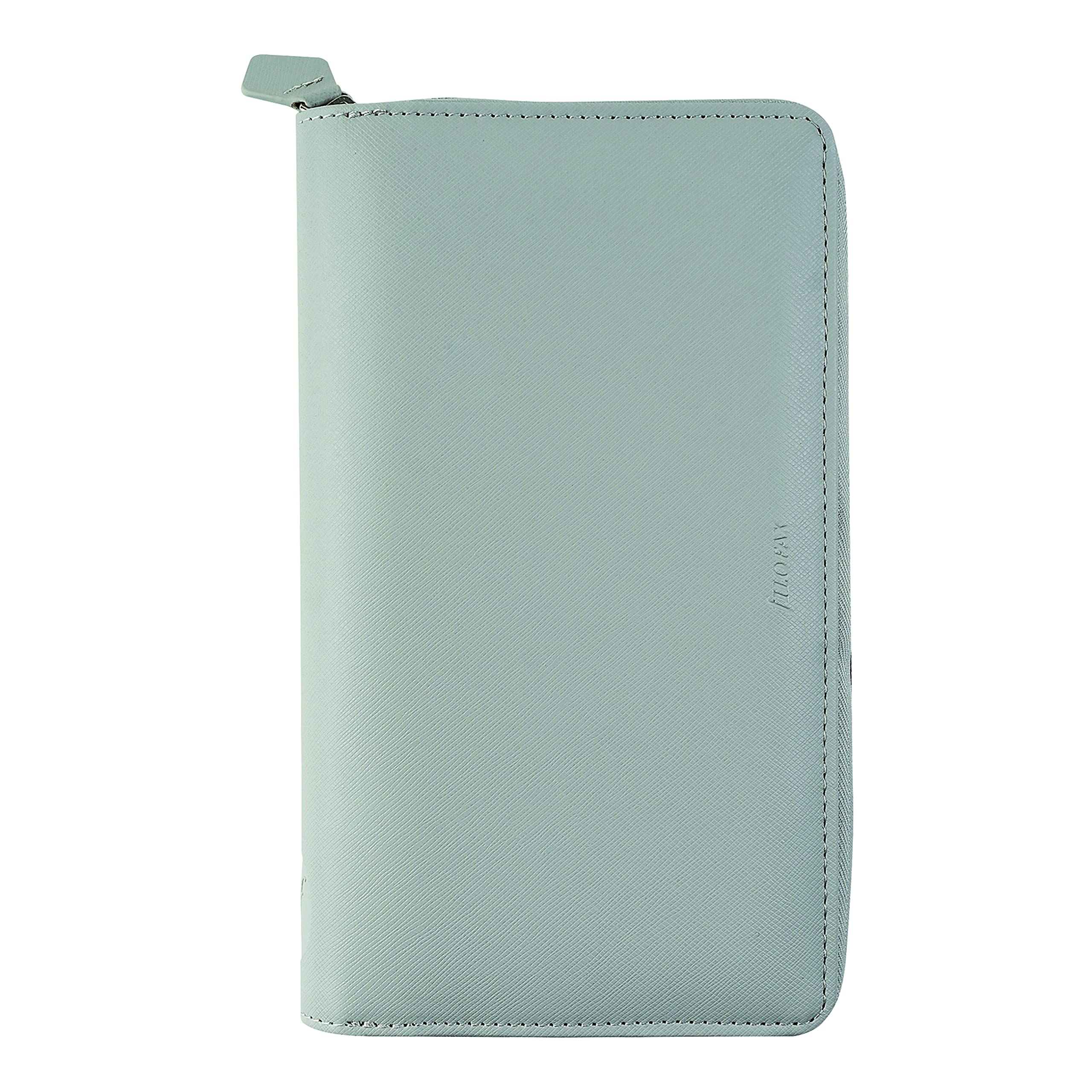 Filofax Saffiano Zip Organizer, Personal Compact Size, Granite - Cross-Grain, Leather-Look, Six Rings, Week-to-View Calendar Diary, Multilingual, 2022 (C028808-22)