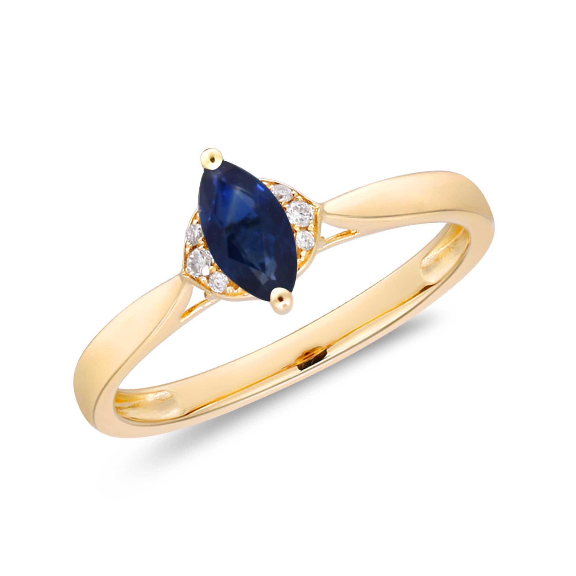 Gin & Grace women's 14K Yellow Gold With Natural Blue Sapphire &Natural Diamond (I1) Ring QA1210R-BS-7 7