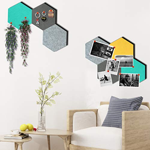 Soyizom Felt Pin Board Self Adhesive Board for Photos | Memos | Display | Notice,Thickened Bexagonal Bulletin Board Decorative Pin Board Pads for Offices School Home Wall Decor(7 Pcs/Set,Style A)