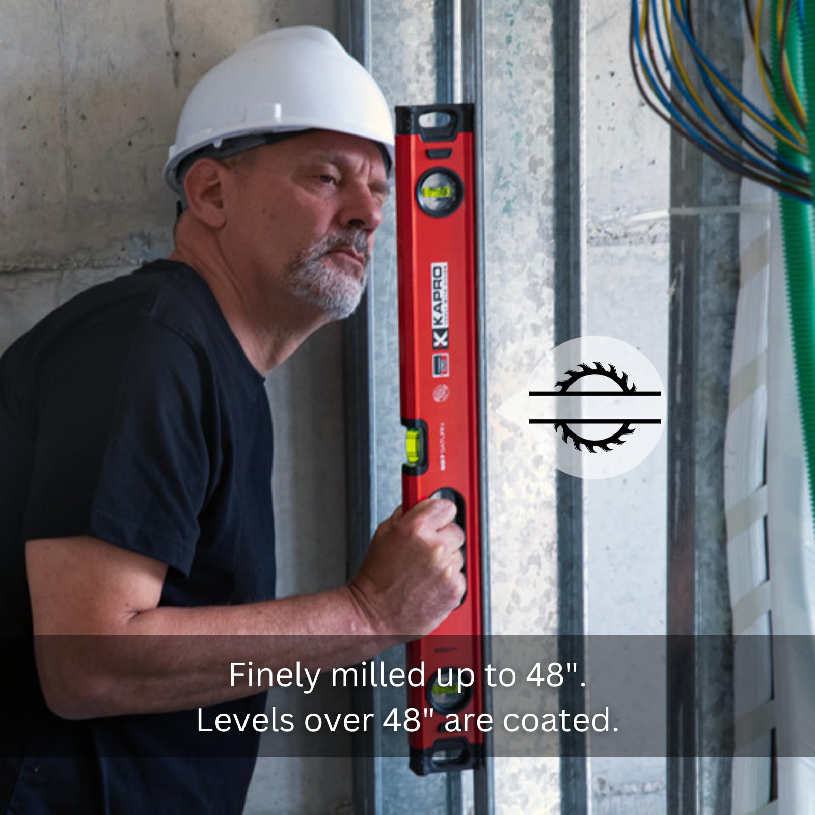 Kapro - 987XL Saturn Box Level - Professional Level - Features Acrylic Break-Proof Vials and Wall-Grip - Aluminum Box Beam Frame - 72 Inch