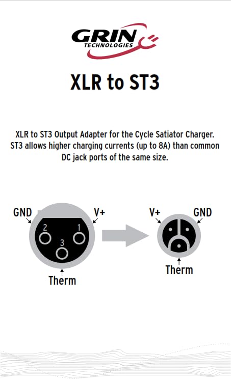 Grin Technologies XLR to 3Pin ST Adapter for Cycle Satiator Charger