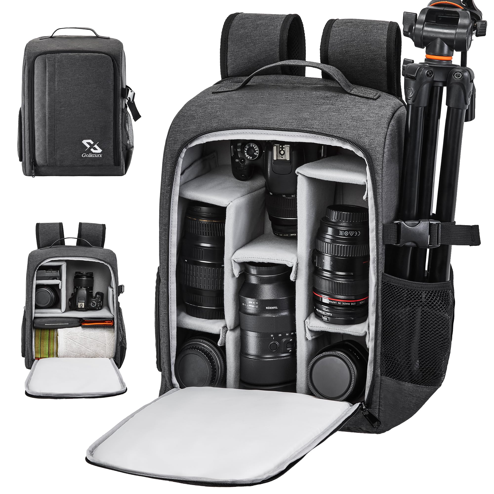 Golkcurx Camera Bag for DSLR/SLR Cameras，Camera Backpack Waterproof for Photographers Pink L