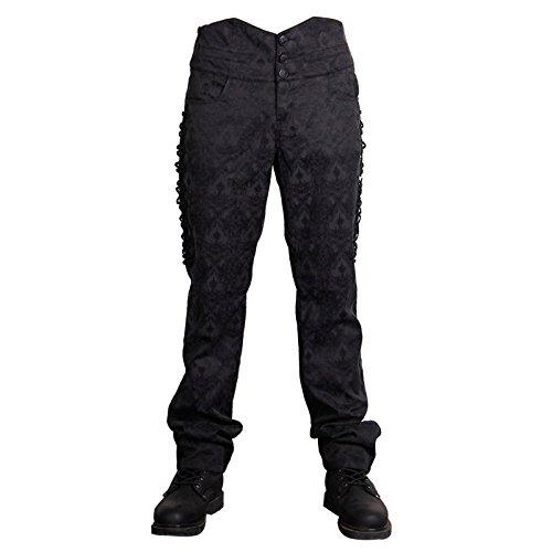 Devil Fashion Men Victorian Gothic Vintage 3-Piece Suit Tailcoat Shirts Pants Set(M) Black