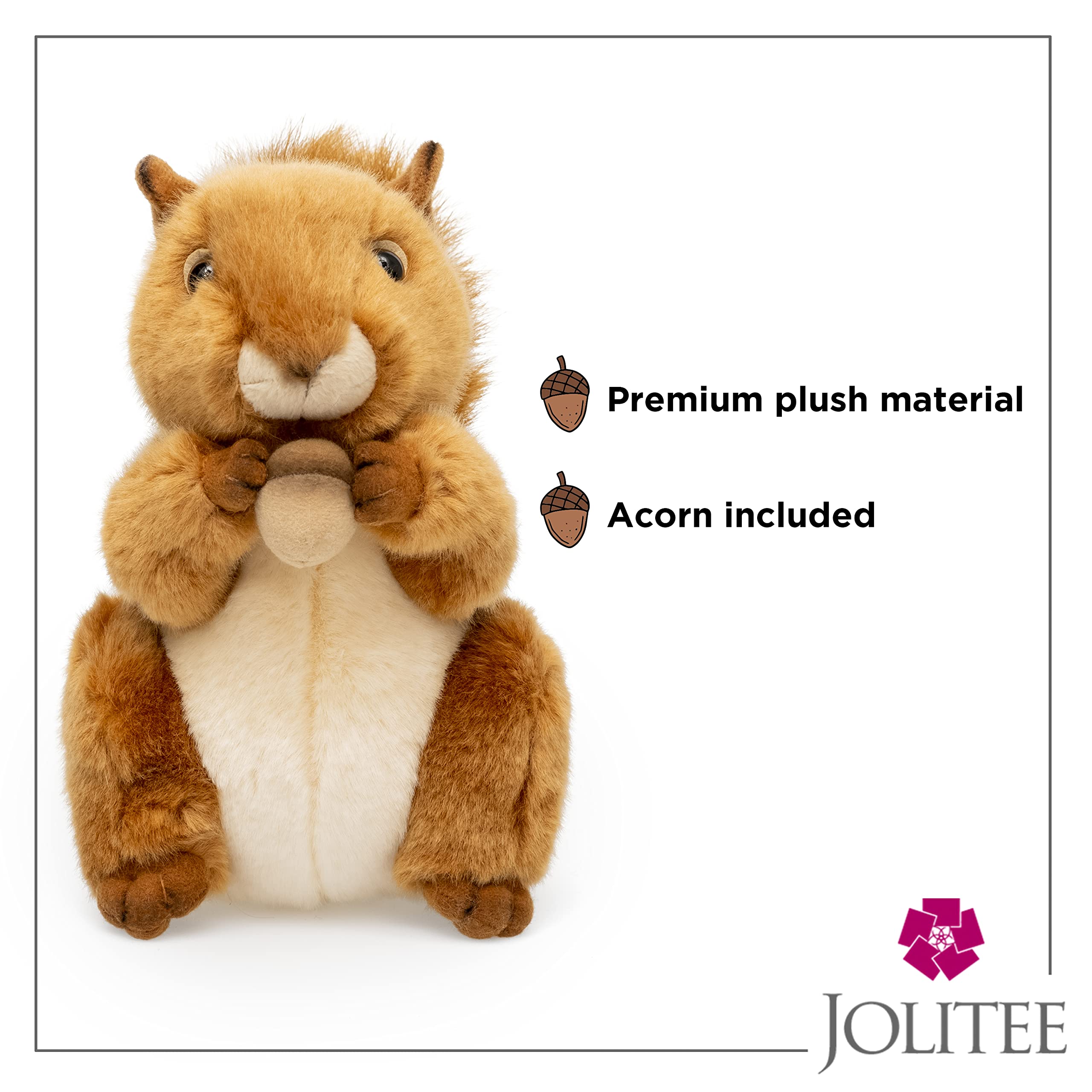 Jolitee Rusty The Red Stuffed Squirrel Plush Stuffed Animal Plushie, Squirrel Toy Gifts for Kids, Wildlife Animals, Squirrel Plush Toy