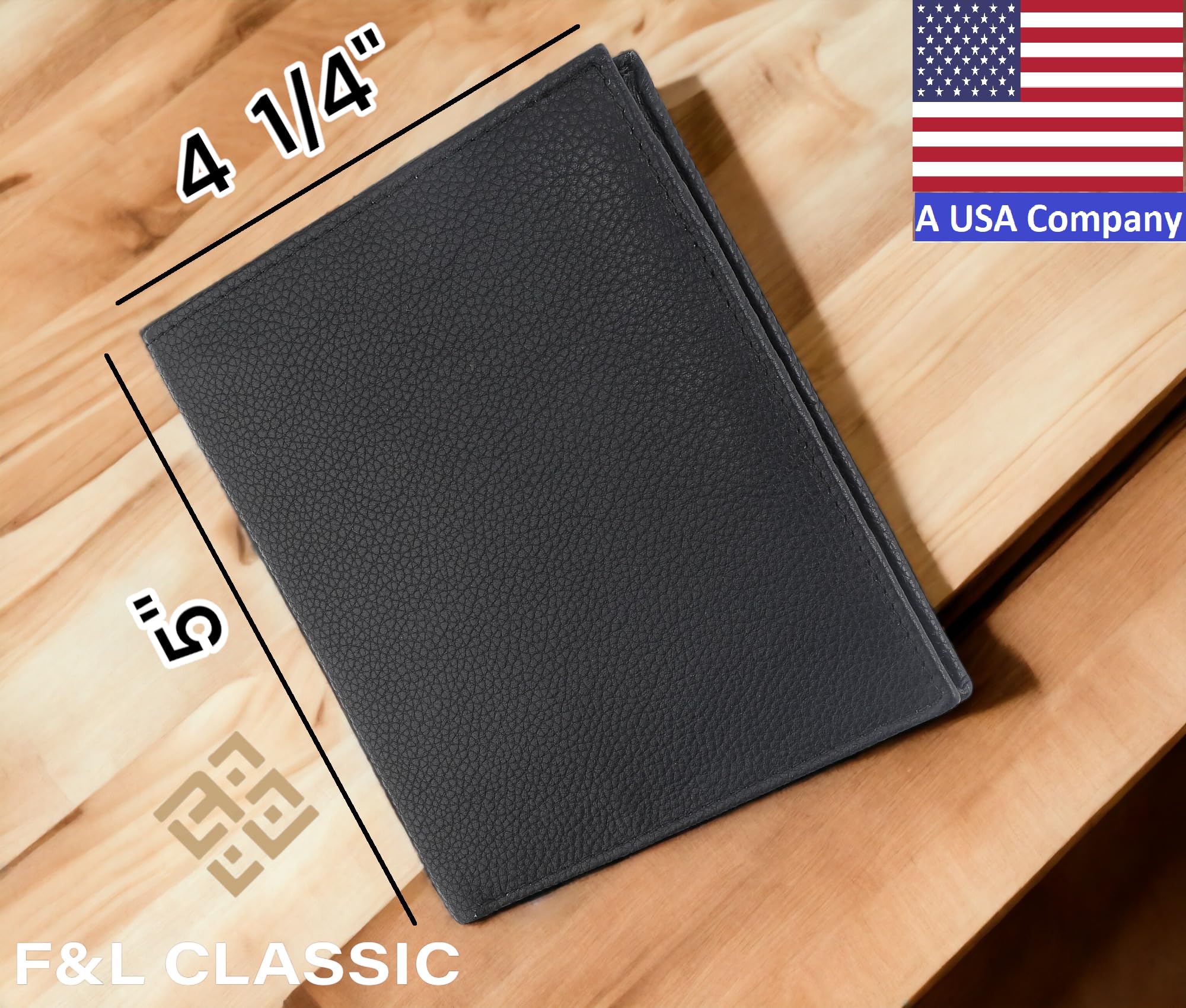 F&L CLASSIC RFID Blocking Mens Leather Bi-Fold Big Hipster Wallet, 13 credit card slots,Black…