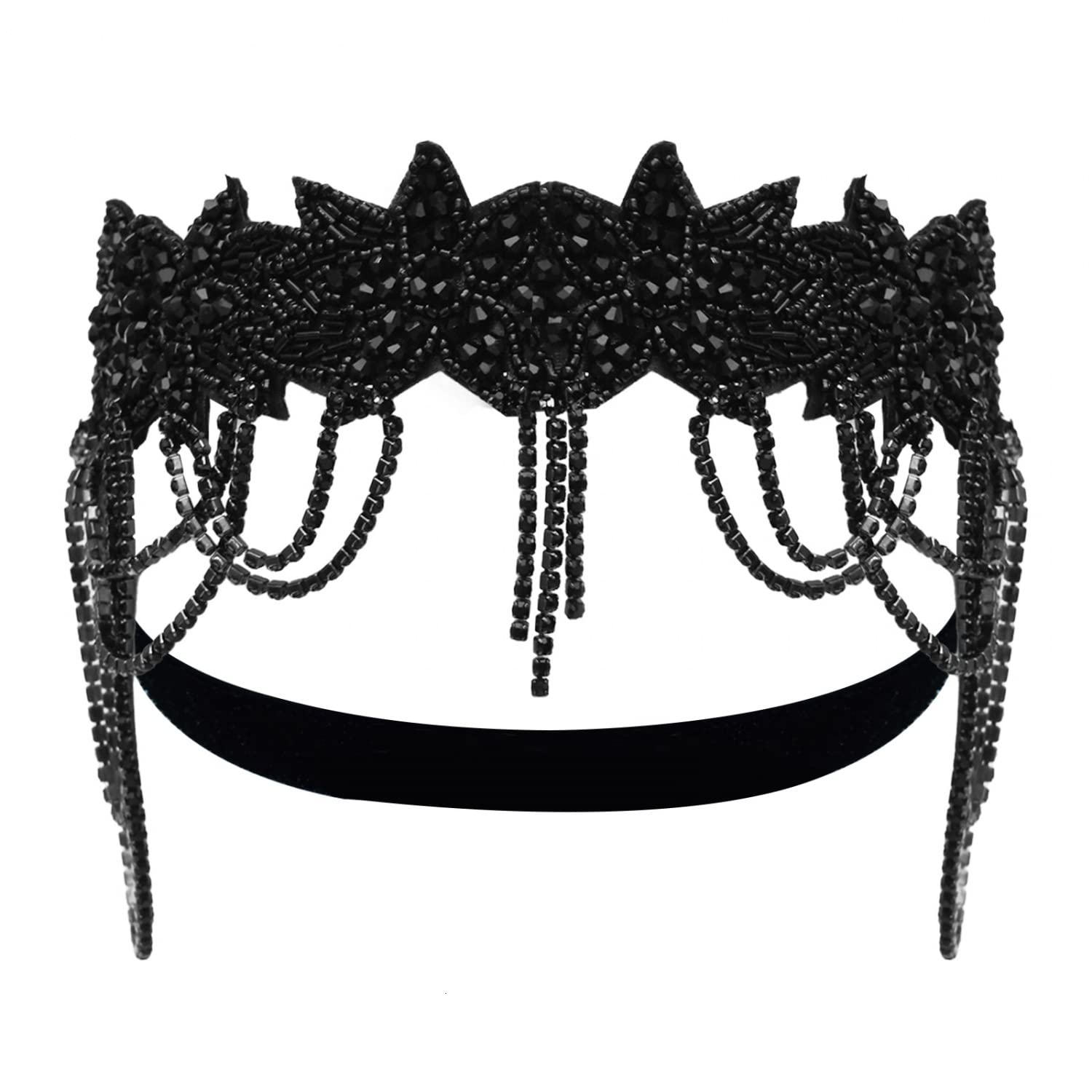 Gonioa 1920s Flapper Headband 1920s Headpiece for Women, Flapper Headpiece Black Great Gatsby Headpiece 1920 Accessories Women Flapper Accessories Gatsby Accessories for Women