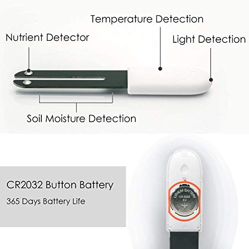 WANFEI Plant Monitor Soil Test Kit,Flower Care Soil Tester Smart Plant Tracker Intelligent Sensor Plants Detector Bluetooth Monitor for Light Moisture Fertility Temperature Level for iOS and Android