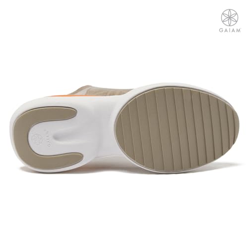 Gaiam Yoga Womens Walking Shoes with Lightweight Breathable Mesh - Casual Comfortable Athletic Tennis Walking Sneakers for Women with Memory Foam - Tan, 9.5 Medium