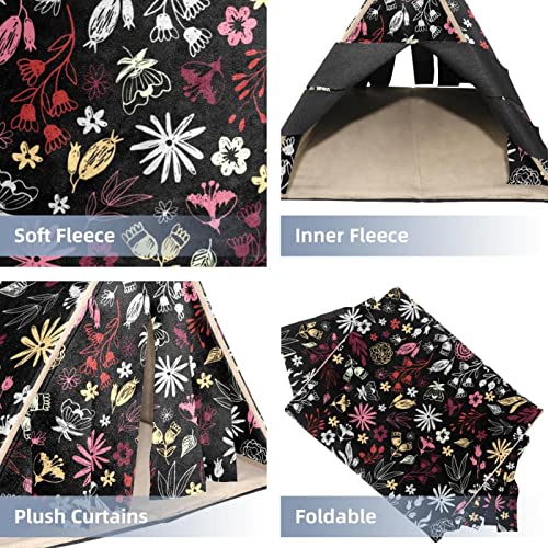 Y-DSIWX Guinea Pig Hideout Cozy Hamster House Cave for Bunny Chinchilla Hedgehog Small Animal Colourful Flowers Leaves