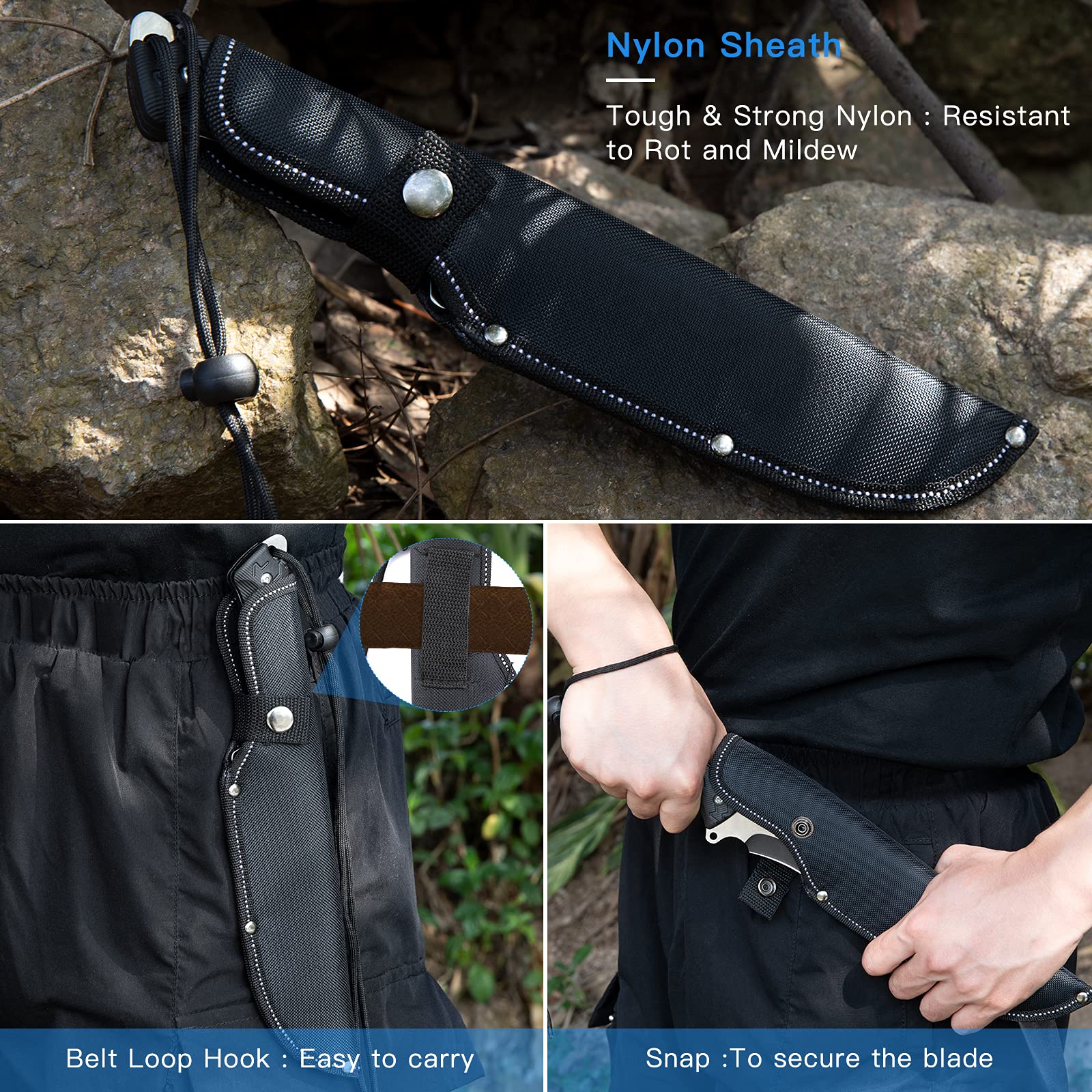 GVDV Full Tang Survival Knife with Decent Sheath - 11.8" Sturdiest Fixed Blade Knife with Paracord, Efficient Tactical Knife For Outdoors Hunting, Camping, Hiking, Gift Ideas for Dad Husband Men