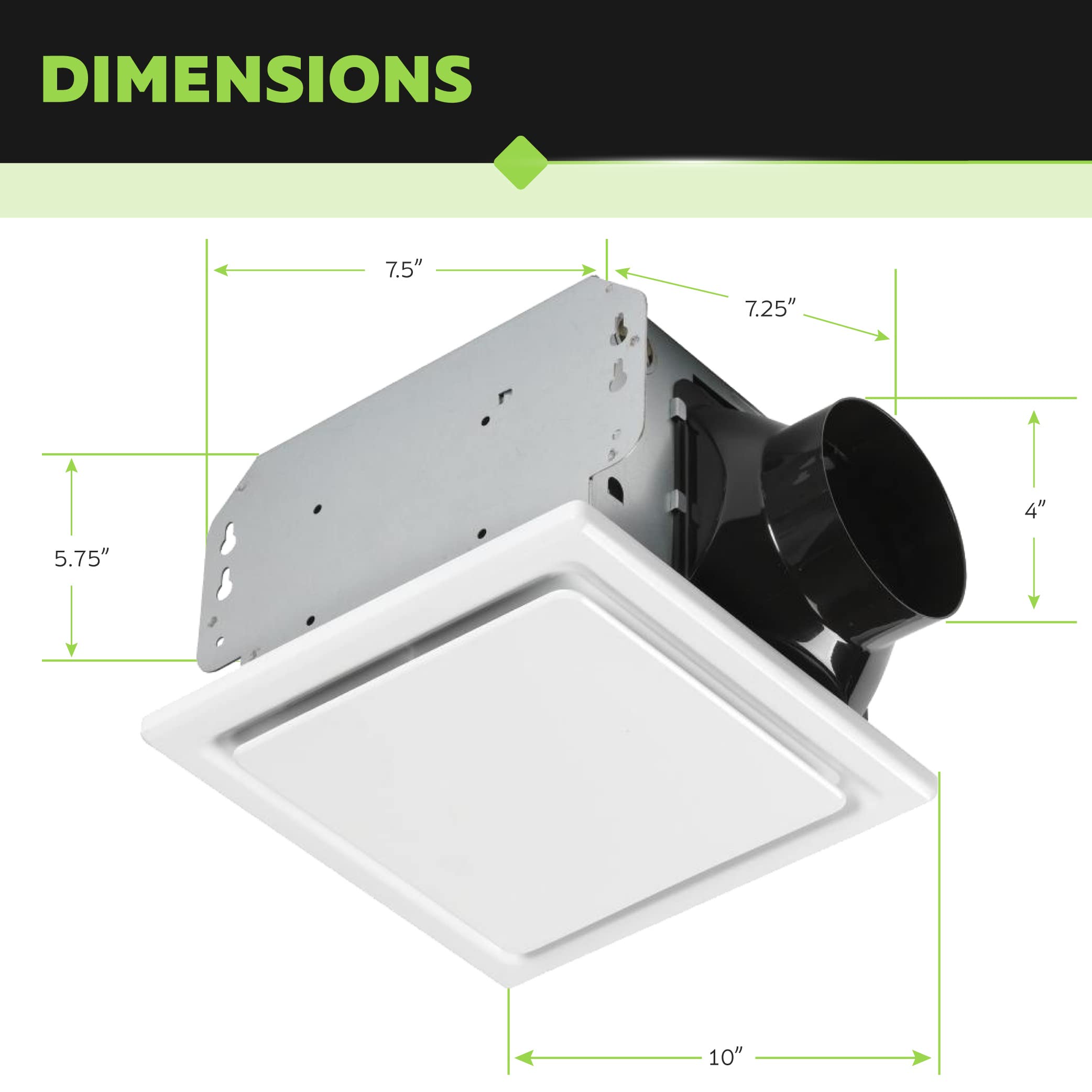 Homewerks 7140-110 Bathroom Fan Ceiling Mount Exhaust Ventilation, 2.5 Sones, 110 CFM, White