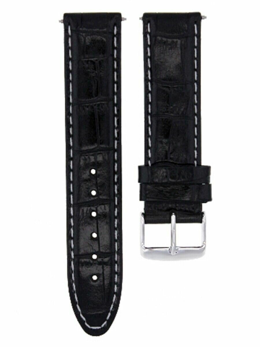 Ewatchparts 18MM GENUINE LEATHER WATCH BAND STRAP COMPATIBLE WITH IWC PILOT PORTUGUESE TOP GUN BLACK WS